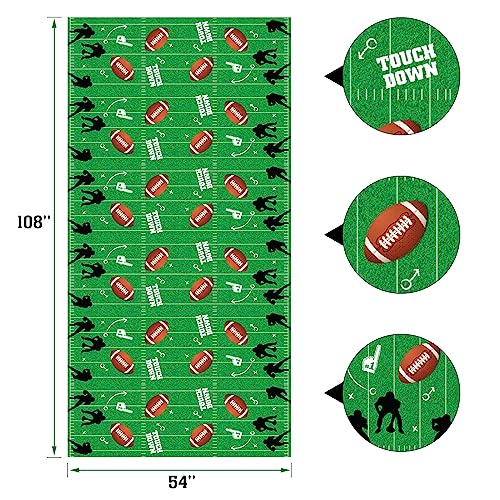 DECORLIFE 3 Pack Football Tablecloths, 108 x 54 Inch Football Themed Table Covers Football Party Decorations