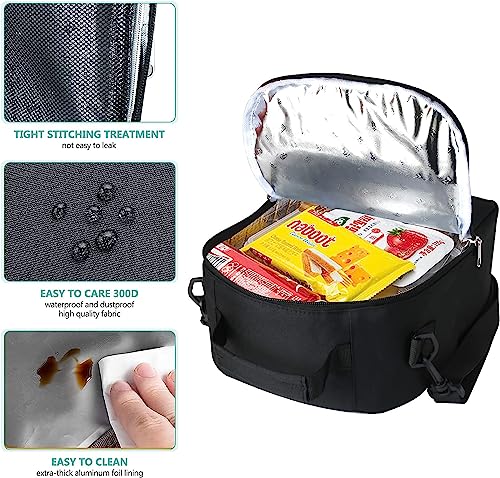 Lunch Box for Men Women Adult, Insulated Leakproof Small Lunch Bag, Reusable Portable Lunchbox for Office Work Picnic, Black