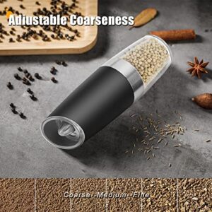 Enutogo Electric Salt and Pepper Grinder Set, Automatic Gravity Salt and Pepper Mill with Adjustable Coarseness, Salt and Pepper Shakers Battery Powered with LED Light, One Hand Operation