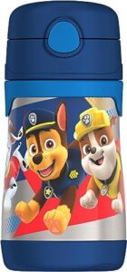 thermos vacuum insulated stainless steel 10oz straw bottle, paw patrol boy