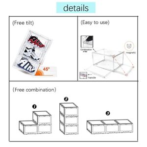 1Pack Shoe Display Case, Hard Plastic Shoe Boxes Stackable, Shoe Storage Box with Lid Clear Shoe Container Stackable Sneakers Organizer Magnetic Shoe Box, Sneaker Storage Fit up to US Size 14