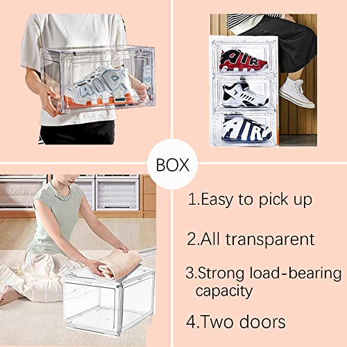 1Pack Shoe Display Case, Hard Plastic Shoe Boxes Stackable, Shoe Storage Box with Lid Clear Shoe Container Stackable Sneakers Organizer Magnetic Shoe Box, Sneaker Storage Fit up to US Size 14