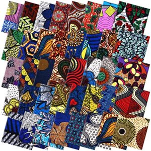 mixweer 40 pcs african cotton fabric square no repeat quilting fabrics bundles african wax fabric cotton ankara fat quarters for diy sewing cloths handmade accessories(10 x 10 inch)