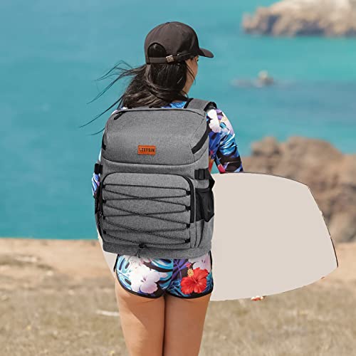 Backpack Cooler for Women, Small Soft Side Beach Back Pack Coolers 25 Cans Waterproof Cooler Backpack Insulated Leak-Proof for Hiking Kayaking Picnic (Gray)