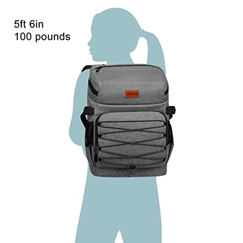 Backpack Cooler for Women, Small Soft Side Beach Back Pack Coolers 25 Cans Waterproof Cooler Backpack Insulated Leak-Proof for Hiking Kayaking Picnic (Gray)