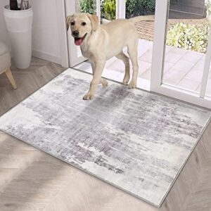 door mat, front indoor door mat faux wool non-slip entryway rug absorbent abstract throw rug for indoor entrance hallway laundry room, high traffic areas, 20x32 inches, gray washable