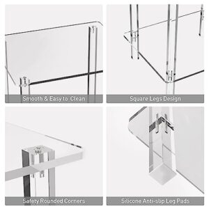 Eglaf Acrylic Side Table Set of 2-13.4'' L x 11.5'' W x 19.6'' H Small End Table Clear Nightstand Bedside Table for Living Room, Bedroom, 2-Tier, Square Leg