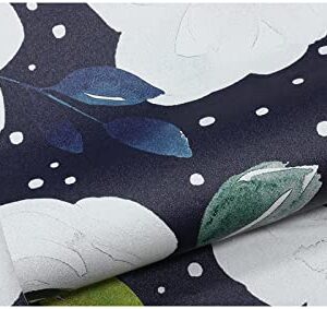 HAOKHOME 93245-3 Peel and Stick Floral Wallpaper Home Decor Removable Navy/White/Blue Vinyl Self Adhesive Mural 17.7in x 9.8ft