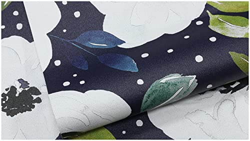 HAOKHOME 93245-3 Peel and Stick Floral Wallpaper Home Decor Removable Navy/White/Blue Vinyl Self Adhesive Mural 17.7in x 9.8ft