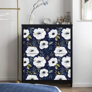 HAOKHOME 93245-3 Peel and Stick Floral Wallpaper Home Decor Removable Navy/White/Blue Vinyl Self Adhesive Mural 17.7in x 9.8ft