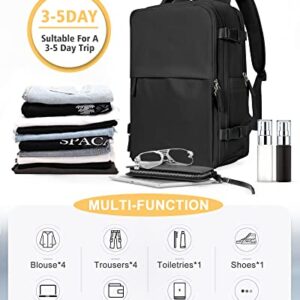 bergsalz Black Travel Backpack Essentials For Women Men Airline Approved Personal Item Travel Bag Carry On Bag Gym Waterproof Backpack Purse College Laptop Bag