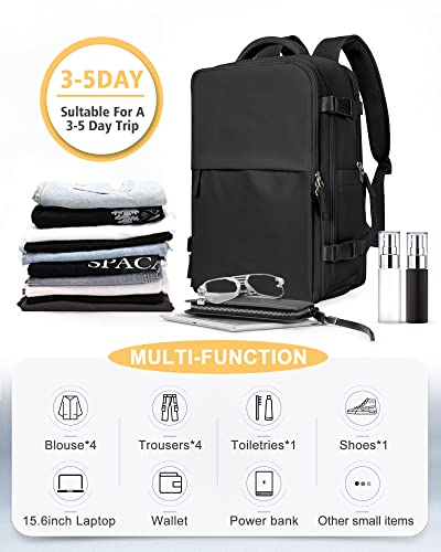 bergsalz Black Travel Backpack Essentials For Women Men Airline Approved Personal Item Travel Bag Carry On Bag Gym Waterproof Backpack Purse College Laptop Bag