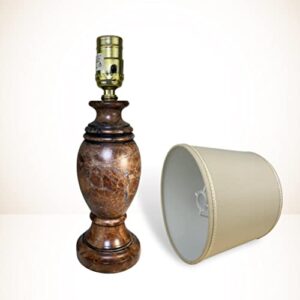 Royal Designs, Inc. Mini Natural Stone Alabaster Lamp, Round Base with Drum Shade, LAL-5005CR-641UT-BG, Crackle