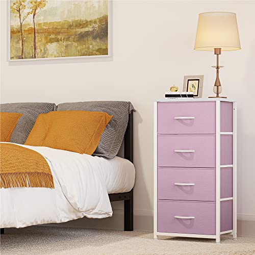 YITAHOME Dresser with 4 Drawers - Storage Tower Unit, Fabric Dresser for Bedroom, Living Room, Closets & Nursery - Sturdy Steel Frame, Wooden Top & Easy Pull Fabric Bins, Pink