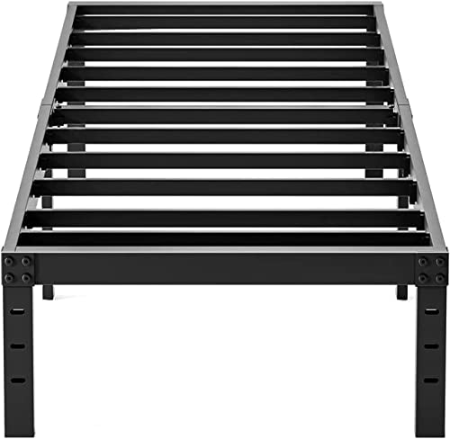 Artimorany Twin-Bed-Frames 18-Inch, Heavy Duty Platform Bed Frame, Steel Slats Support Mattress Foundation, No Box Spring Needed, Noise Free, Black