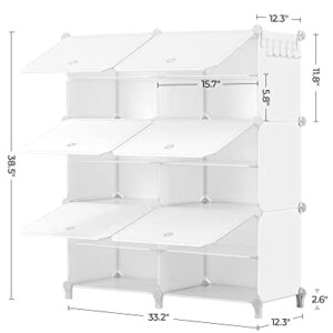 DINMO Shoe Rack, 6 Tier Shoe Storage Cabinet, 24 Pair Plastic Shoe Organizer for Closet Hallway Bedroom Entryway, White