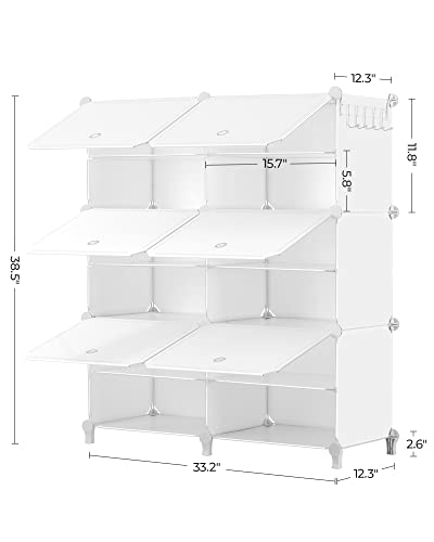 DINMO Shoe Rack, 6 Tier Shoe Storage Cabinet, 24 Pair Plastic Shoe Organizer for Closet Hallway Bedroom Entryway, White