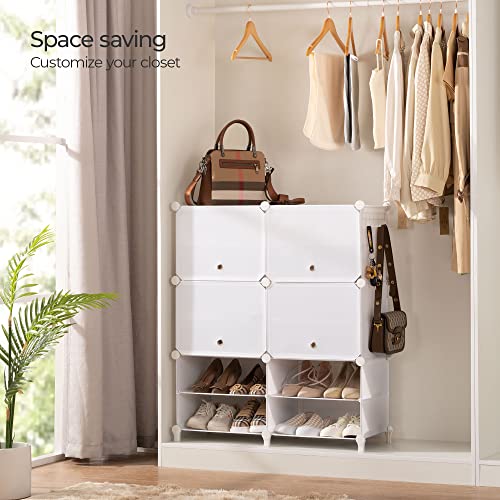 DINMO Shoe Rack, 6 Tier Shoe Storage Cabinet, 24 Pair Plastic Shoe Organizer for Closet Hallway Bedroom Entryway, White