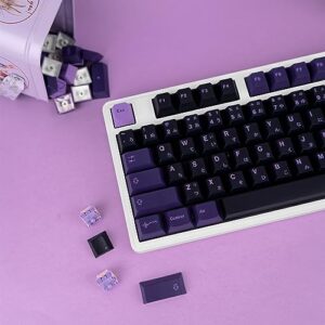 JOLINTAL 129 Keys Japanese Purple Keycaps, Custom Cherry Profile Keycaps, PBT Purple Keycaps Set, Dye Sublimation Mystery Cherry MX Switch Keycaps for Mechanical Keyboard (First Love)