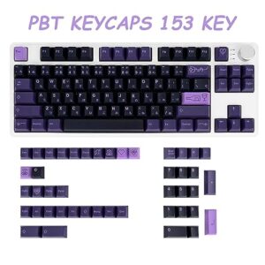 JOLINTAL 129 Keys Japanese Purple Keycaps, Custom Cherry Profile Keycaps, PBT Purple Keycaps Set, Dye Sublimation Mystery Cherry MX Switch Keycaps for Mechanical Keyboard (First Love)