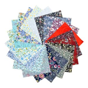 HANPATQUI 50PCS 10 x 10 inch Floral 100% Cotton Fat Quarters Fabric for Sewing and Quilting Bundles Precut Fabric Square for DIY Craft Patchwork