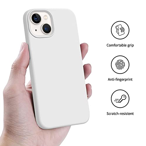 AOTESIER Designed for iPhone 13 Case, [Silicone Ultra Slim Thin Series], Full Body Shockproof Protective Phone Case with Soft Anti-Scratch Microfiber Lining Cover iPhone 13, 6.1 inch, White