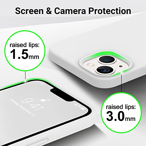 AOTESIER Designed for iPhone 13 Case, [Silicone Ultra Slim Thin Series], Full Body Shockproof Protective Phone Case with Soft Anti-Scratch Microfiber Lining Cover iPhone 13, 6.1 inch, White