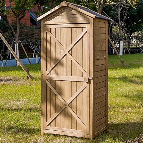 GODAFA 2x1.5Ft Outdoor Wooden Storage Sheds with Door, Waterproof Garden Storage Tool Shed for Backyard Garden Patio Lawn