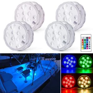 shangyuan boat lights wireless, battery powered operated marine led interior light for boat deck courtesy light, for fishing pontoon sailboat kayak, remote control multi color changing, rgb, 4pcs