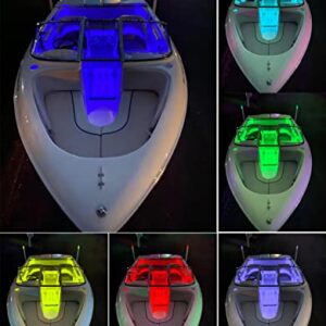 Seaponer Boat Lights Wireless Battery Operated, Waterproof Marine Led Light for Deck Light Courtesy Interior Lights, for Fishing Kayak Duck Jon Bass Boat, RGB Multi Color Remote Controlled, 2pcs