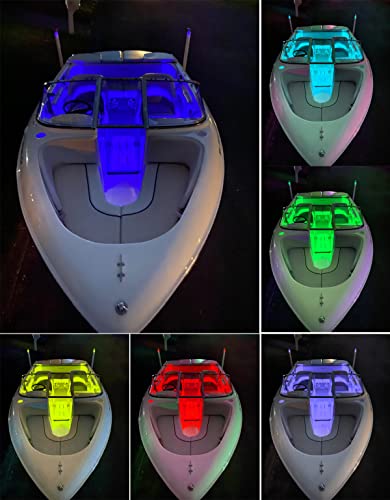 Seaponer Boat Lights Wireless Battery Operated, Waterproof Marine Led Light for Deck Light Courtesy Interior Lights, for Fishing Kayak Duck Jon Bass Boat, RGB Multi Color Remote Controlled, 2pcs