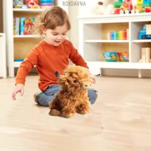 ROJOAVNA 10inch Highland Cow Stuffed Animal Plush Toys, Realistic Soft Cuddly Farm Toy, Soft Cow Plush Toy Plushie Gift for Kids for Adults Kids Boys Girls