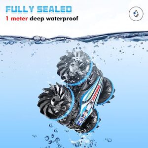 FUUY Amphibious RC Car for Kids Pool Toys for Boys 4-6, 2.4 GHz Remote Control Boat Waterproof RC Monster Truck Stunt Car 4WD Vehicle RC Boat Boys Girls Birthdays Gifts All Terrain Water Beach Toys