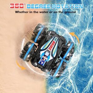 FUUY Amphibious RC Car for Kids Pool Toys for Boys 4-6, 2.4 GHz Remote Control Boat Waterproof RC Monster Truck Stunt Car 4WD Vehicle RC Boat Boys Girls Birthdays Gifts All Terrain Water Beach Toys