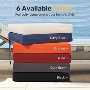 UNIKOME Outdoor Chair Cushions Pack of 4, Waterproof Patio Cushions with Ties, High Density Sponge Filling Square Corner Seat Cushions for Outdoor Furniture, 18.5"x16"x3", Dark Grey