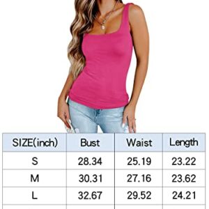 PINKMSTYLE Sleeveless Square Neck Tank Tops for Women Cute Double Layer Seamless Workout Tops Summer Shirts Light Green XX-Large