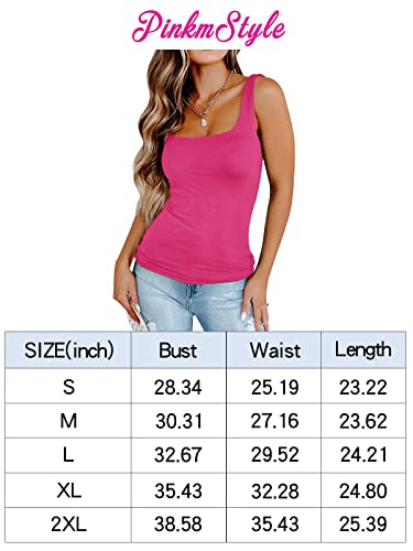 PINKMSTYLE Sleeveless Square Neck Tank Tops for Women Cute Double Layer Seamless Workout Tops Summer Shirts Light Green XX-Large