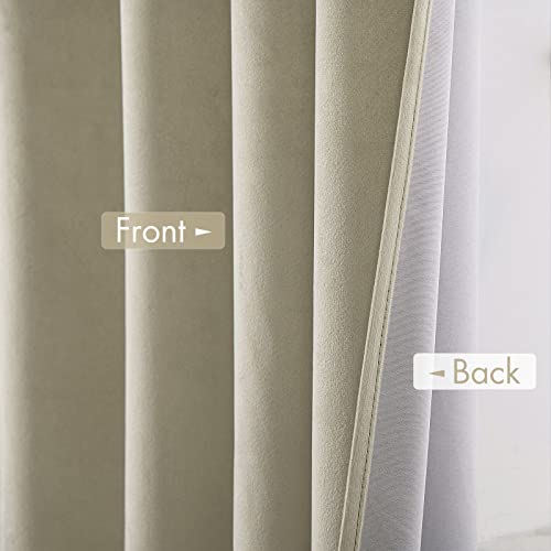 MIULEE 100% Blackout Velvet Curtains 90 Inches Long 2 Panels Ivory White Cream Luxury Light Blocking Window Drapes for Bedroom Living Room Back Tab Rod Pocket Thermal Insulated Curtains