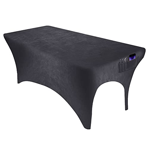 Velvet Stretchy Massage Bed Table Sheet Cover for Lash Bed or Massage Table with Pocket and Cut-Out for Leg RooM (Dark Gray Velvet)