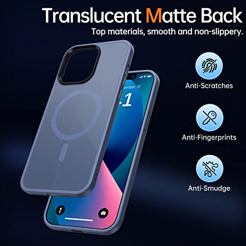 Maozis Strong Magnetic Designed for iPhone 13 Pro Max Case [Compatible with Magsafe][Military Grade Drop Protection] Protective Shockproof Translucent Matte Slim Phone Case for iPhone 13 Pro Max, Blue