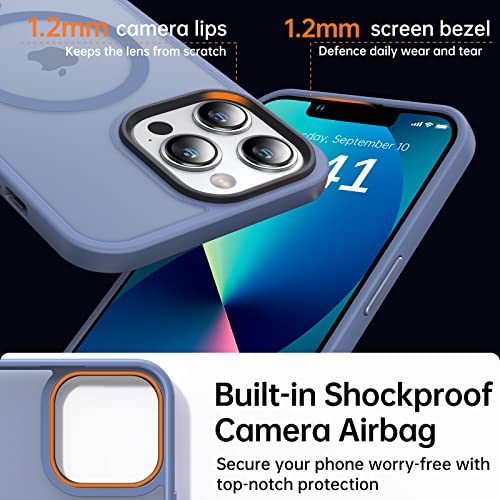 Maozis Strong Magnetic Designed for iPhone 13 Pro Max Case [Compatible with Magsafe][Military Grade Drop Protection] Protective Shockproof Translucent Matte Slim Phone Case for iPhone 13 Pro Max, Blue