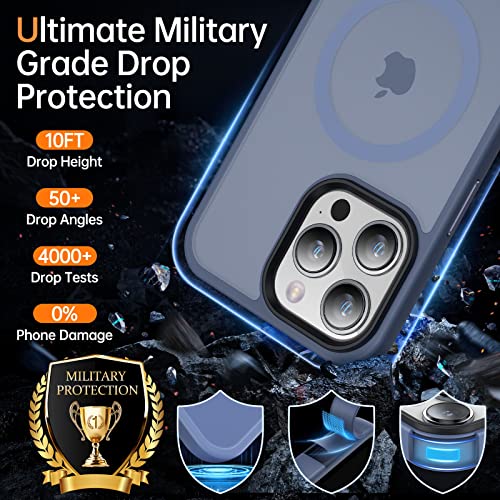 Maozis Strong Magnetic Designed for iPhone 13 Pro Max Case [Compatible with Magsafe][Military Grade Drop Protection] Protective Shockproof Translucent Matte Slim Phone Case for iPhone 13 Pro Max, Blue