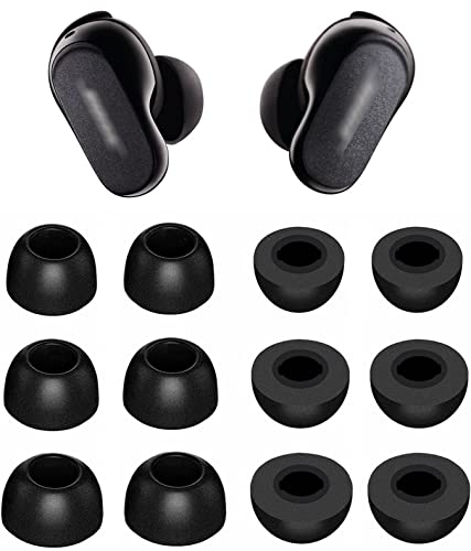 ALXCD Foam Eartips Compatible with Bose QuietComfort Earbuds II 2022 New, 6 Pairs S M L Sizes Soft Memory Foam Ear Tips, Compatible with Bose QuietComfort Earbuds ii 2022, Black sml