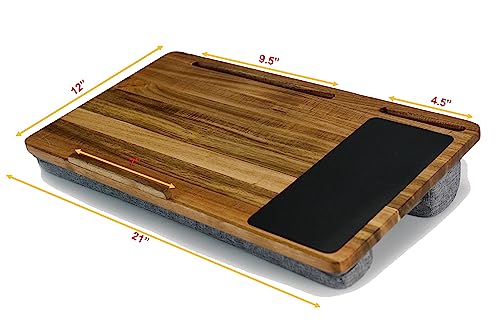 Lap Desk, Laptop Lap Desk with Cushion Made with Premium Acacia Wood. Lap Desk for Laptop Fits 14” to 17” Laptops. Bed Desk, Laptop Desk, Lapdesk for Laptop for Home Office Laptop Lap Desks Hazelteck