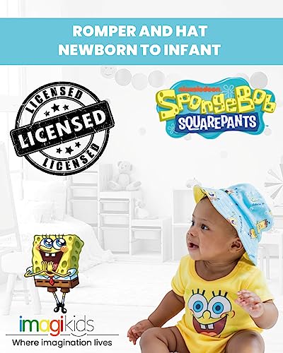 SpongeBob SquarePants Newborn Baby Boys Romper and Hat Yellow/Blue 0-3 Months