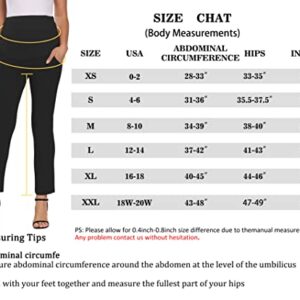 Foucome Women's Maternity Work Pants Over The Belly Bootcut Dress Pants Stretch Pregnancy Slacks (Black, L)