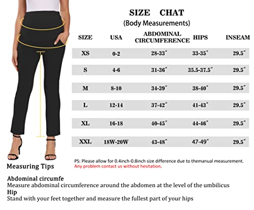 Foucome Women's Maternity Work Pants Over The Belly Bootcut Dress Pants Stretch Pregnancy Slacks (Black, L)