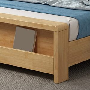 LITFAD Wood Panel Bed Nordic Bed Frame with Headboard Wooden Slats Support Bed Storage Included - Wood Pull-Out Storage California King