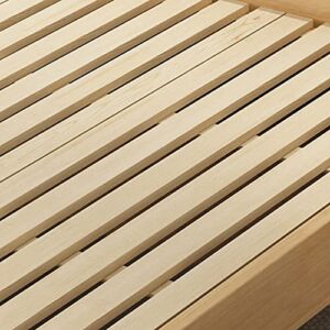 LITFAD Wood Panel Bed Nordic Bed Frame with Headboard Wooden Slats Support Bed Storage Included - Wood Pull-Out Storage California King