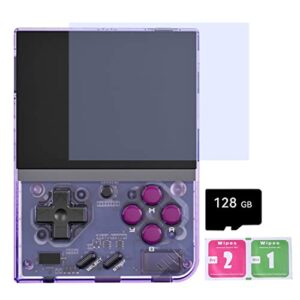 miyoo mini plus handheld game console, 3.5-inch retro video handheld emulator miyoo for adult kid, cortex-a7 processor, support wi-fi battle, 3000mah battery-128g memory card